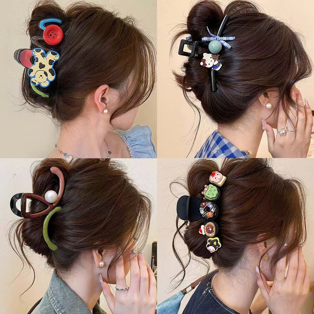 Small irregular contrast color drip glaze pearl clip female high-end 2 ...
